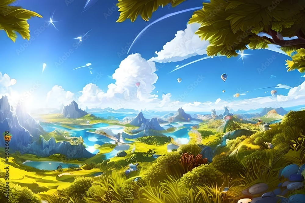 Stunning Game Background Landscape with Beautiful Sky - Generative AI ...