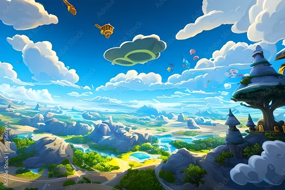 Stunning Game Background Landscape with Beautiful Sky - Generative AI ...