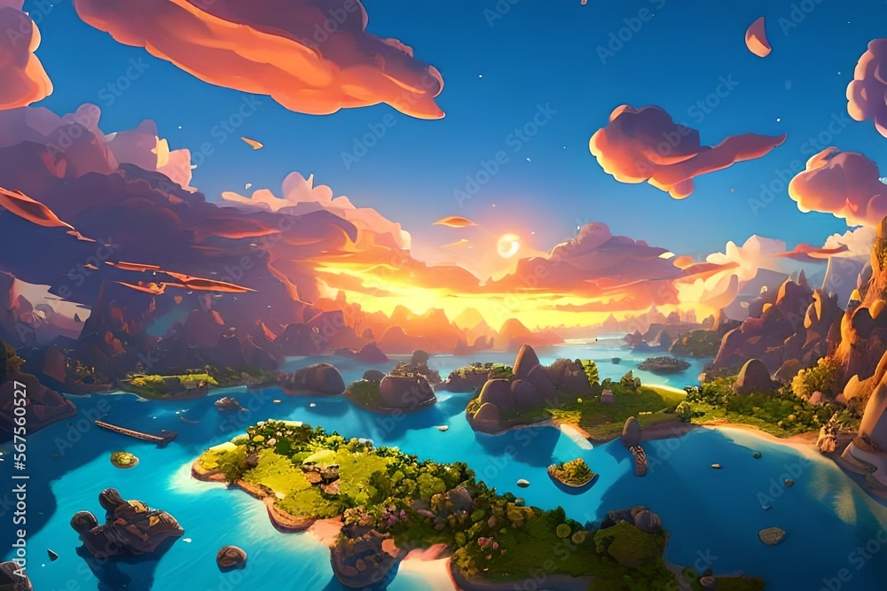 Stunning Game Background Landscape with Beautiful Sky - Generative AI ...