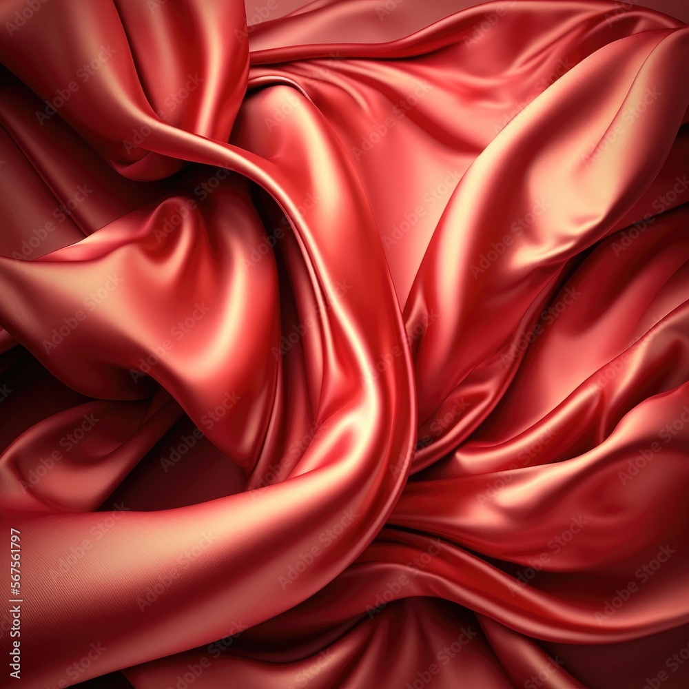 Glistening creamy red silk texture backround realistic Generative AI ...