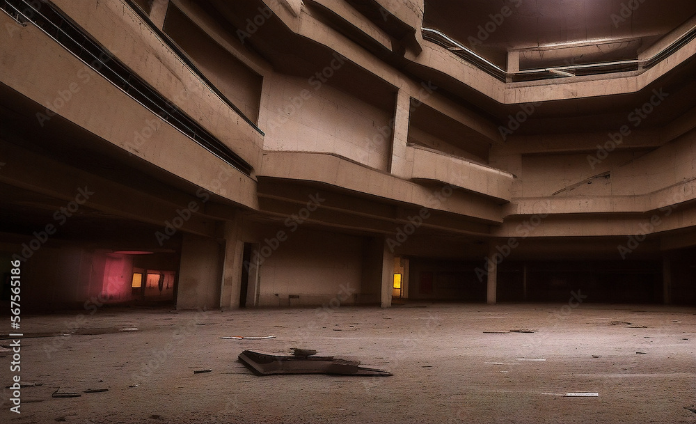 Liminal spaces. Abandoned mall 6. Abandoned building Stock Illustration ...