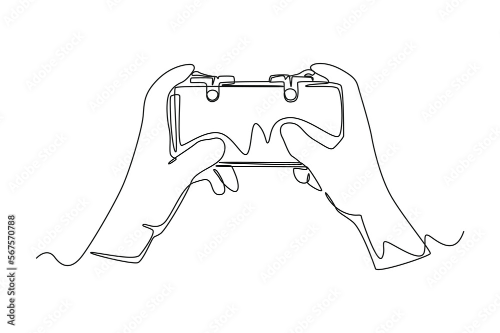 Continuous one line drawing Playing an Interactive Video Game on His ...