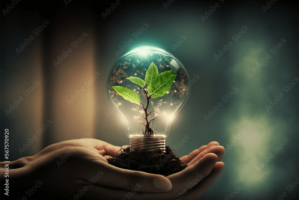 Eco-Friendly Ideas Come to Life: A Hand Holding a Lightbulb with a ...