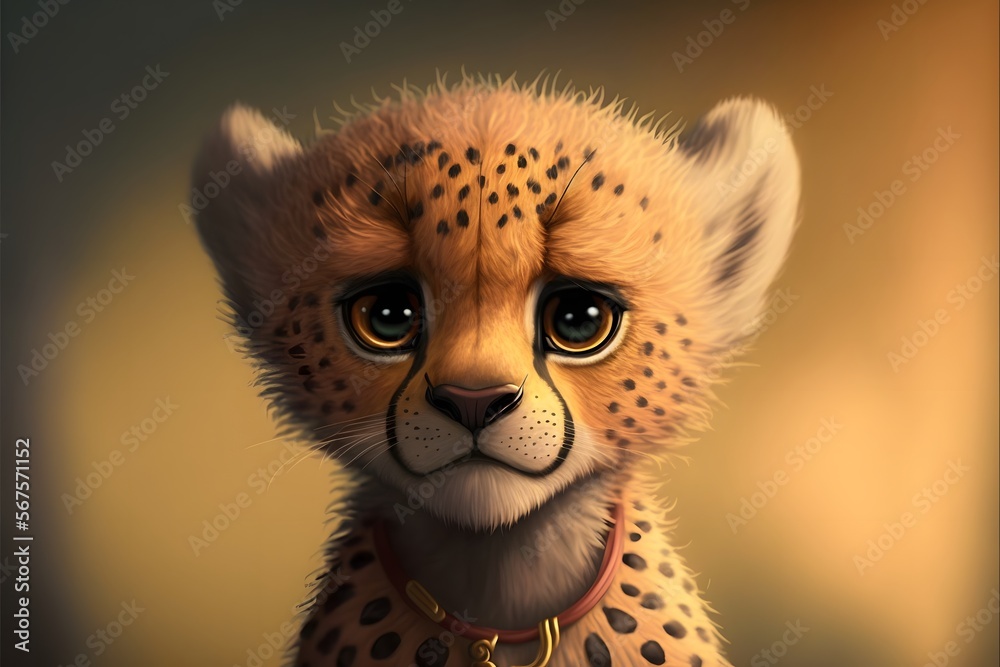 cute cheetah character created using AI Generative Technology Stock ...