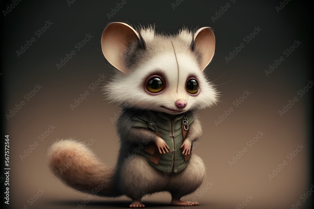 cute possum character created using AI Generative Technology Stock ...