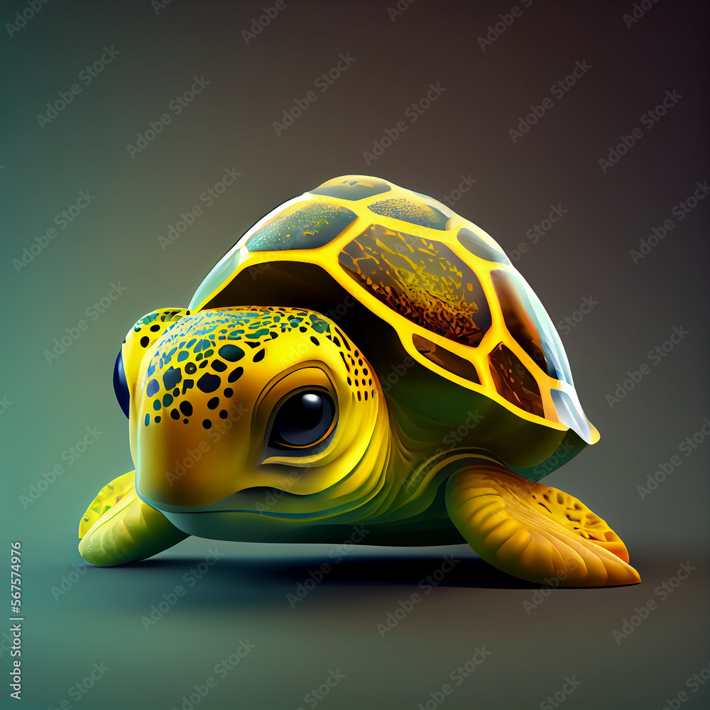 The 3d turtle icon is beautiful and cute. Generative AI. 3D lovely ...