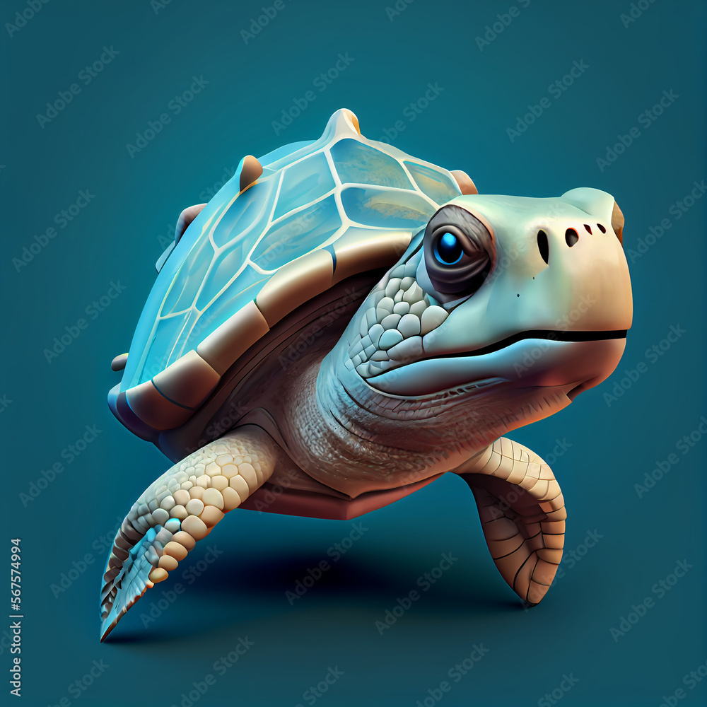 The 3d turtle icon is beautiful and cute. Generative AI. 3D lovely ...