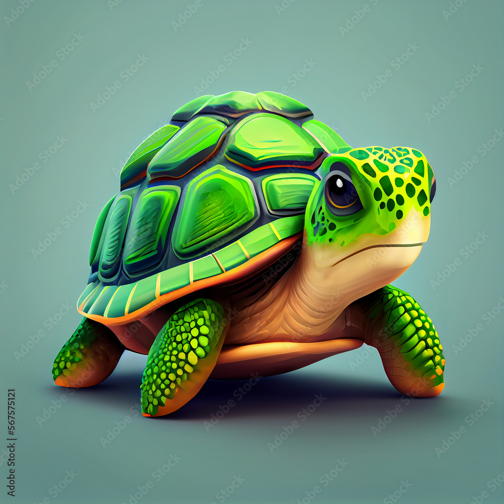 The 3d turtle icon is beautiful and cute. Generative AI. 3D lovely ...