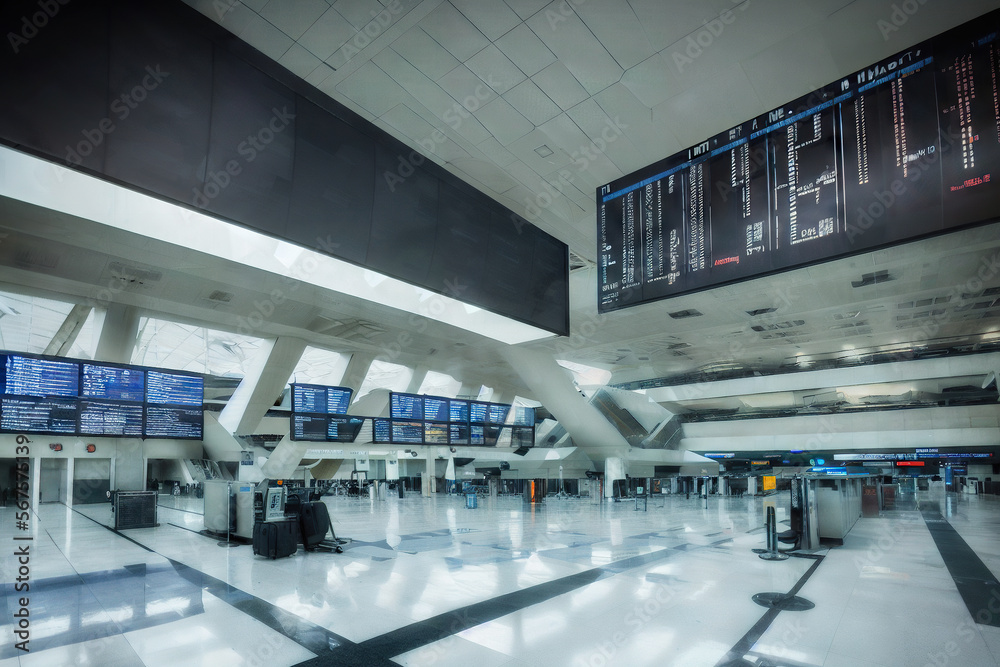 Inside a Modern Empty and Spotless Airport Terminal - Clean and Sleek ...