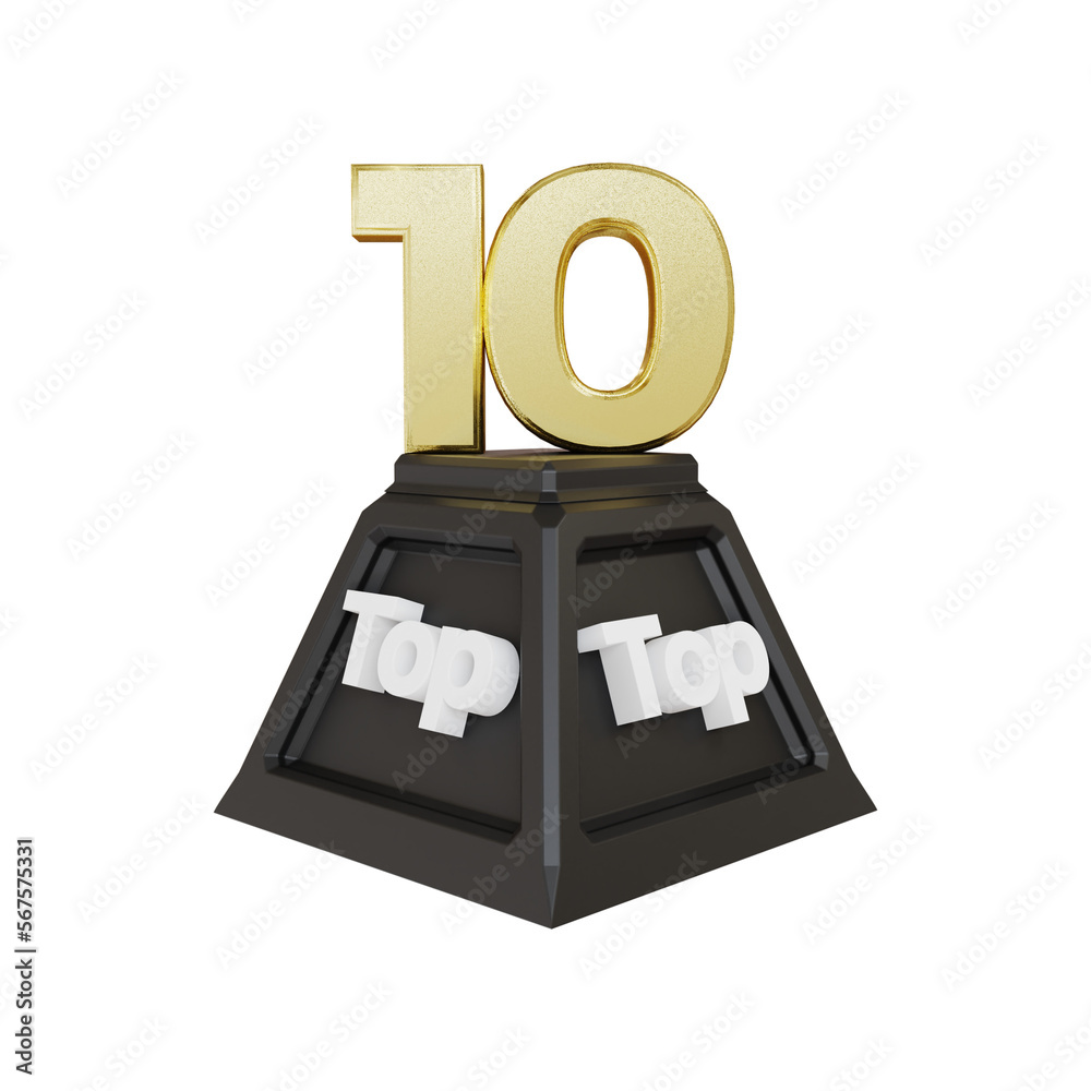 Number 10 Podium Award Golden 3d Rendering Stock Illustration | Adobe Stock
