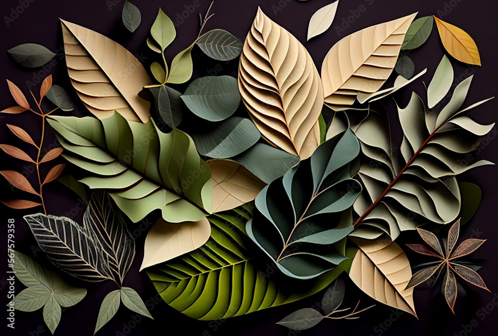 eco-friendly patterns made up of leaves, plants, and other nature ...