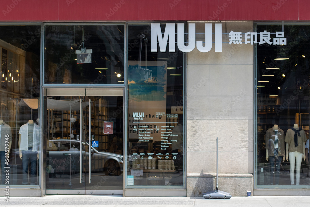 New York, NY, USA - July 4, 2022: Front view of the MUJI store on the ...