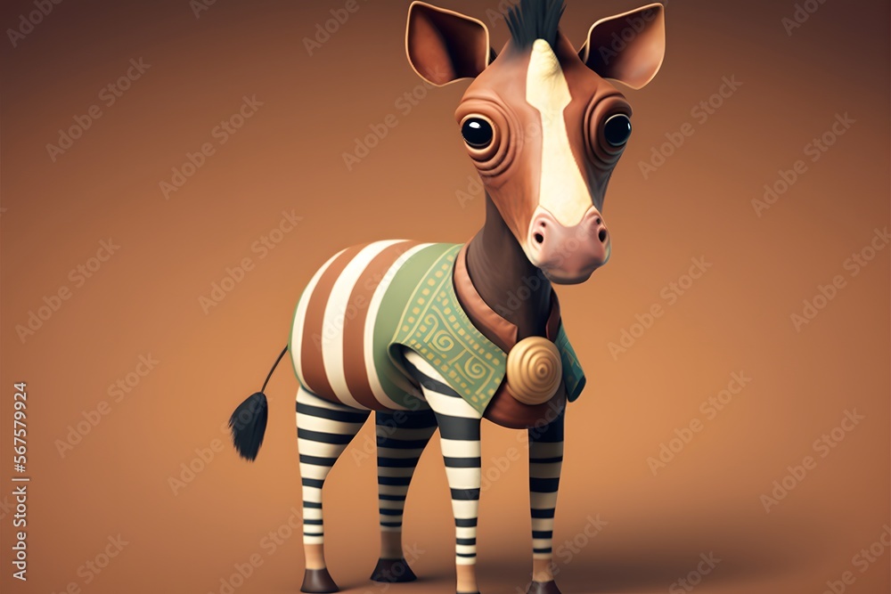 cute okapi character created using AI Generative Technology Stock ...