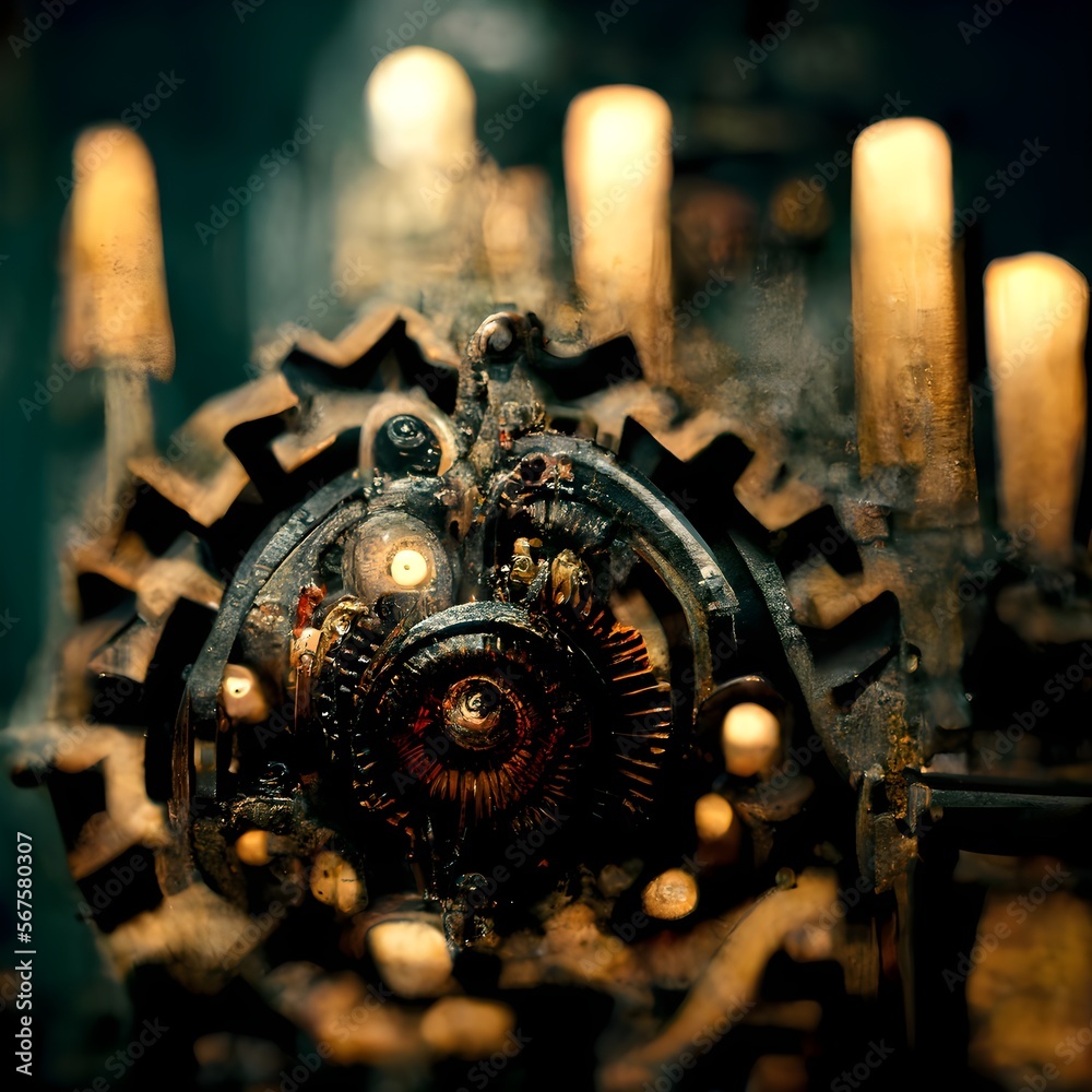schematics of cogs and gears of a strange machinery from a horror movie ...
