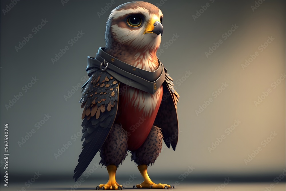 cute hawk character created using AI Generative Technology Stock ...