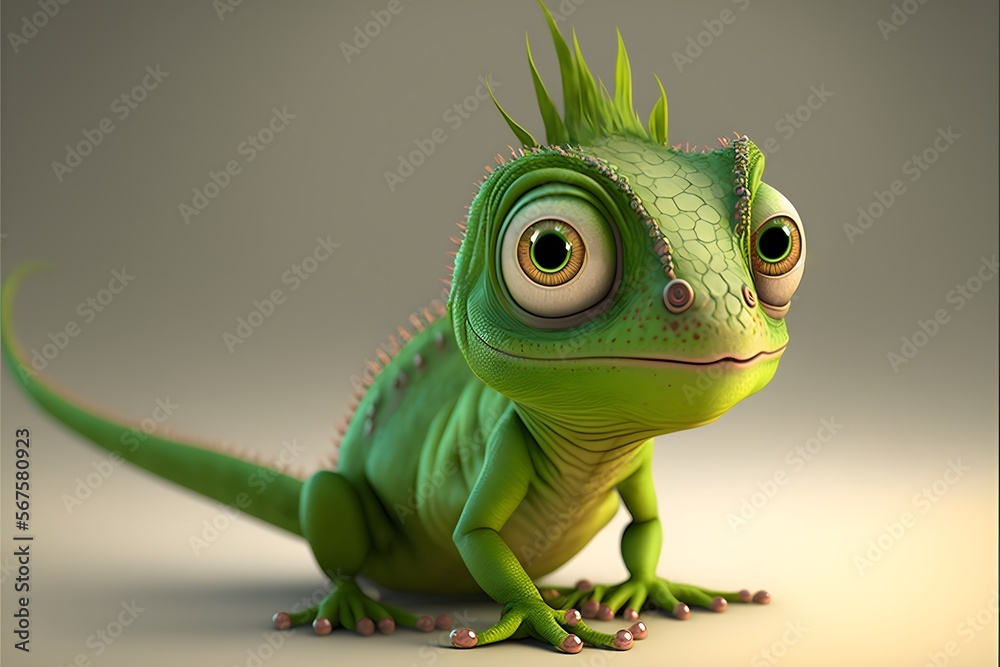 cute iguana character created using AI Generative Technology Stock ...