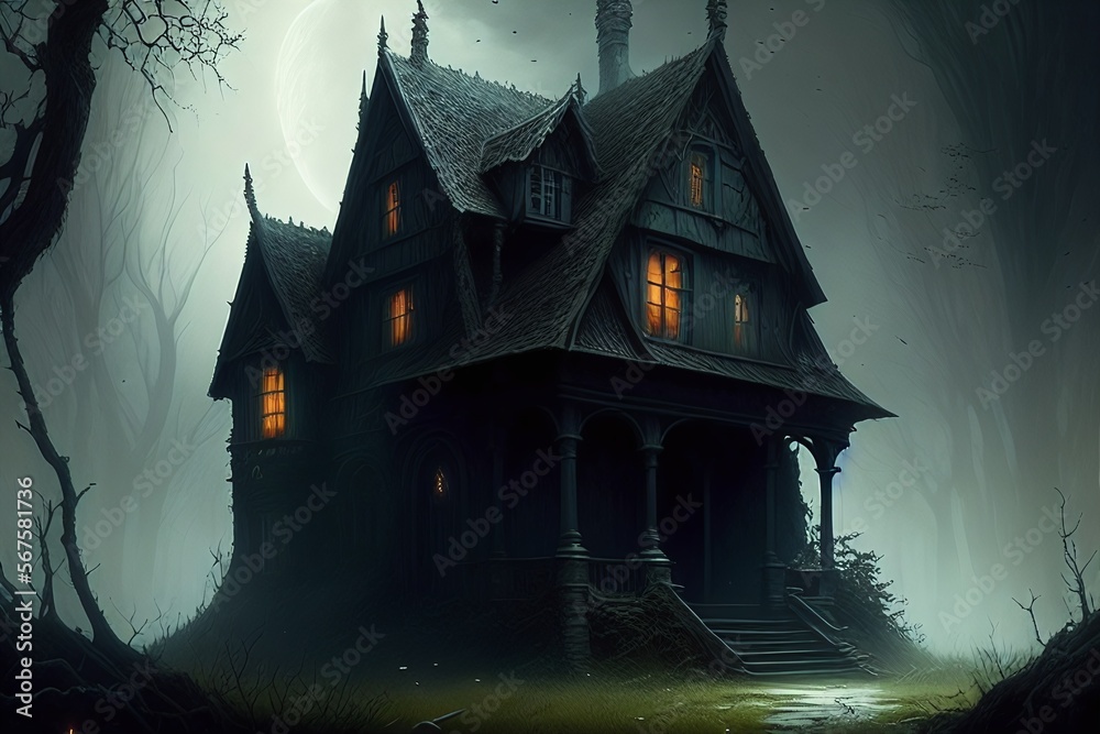 dark ghost house witch fantasy Stock Illustration | Adobe Stock