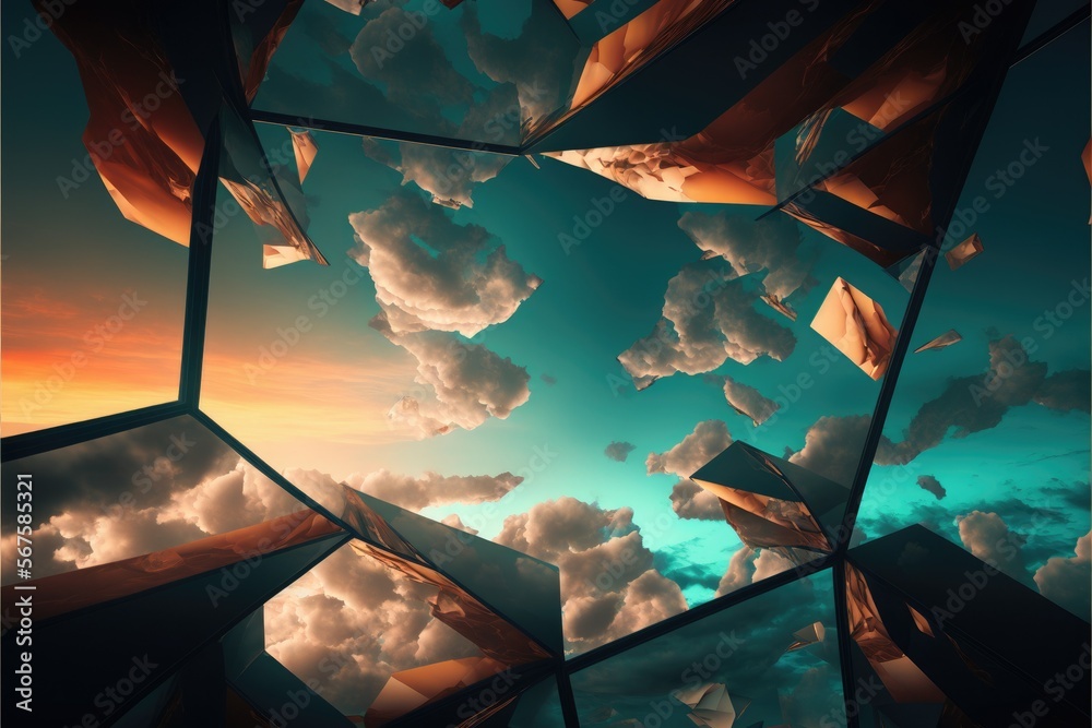 Abstract Window and Sky Background, AI Generated Background Image of ...