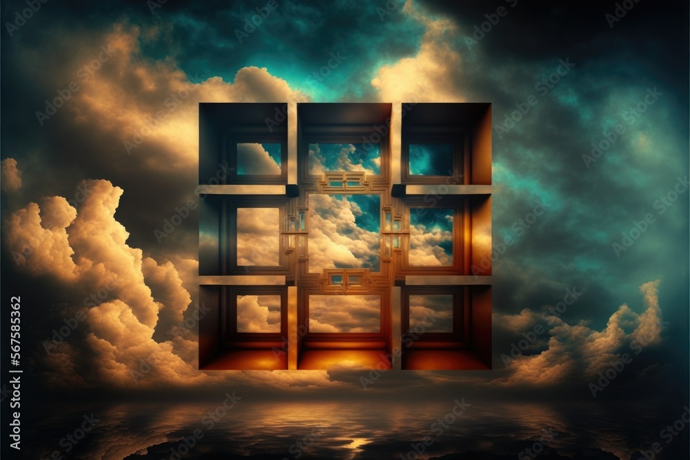 Abstract Window and Sky Background, AI Generated Background Image of ...