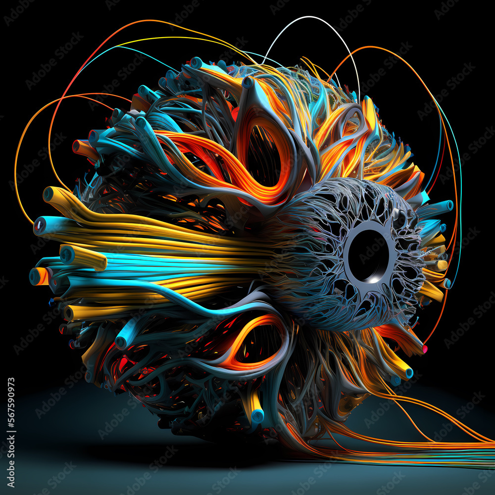 A human eye with many optic fibers as the muscles of the eye Stock ...
