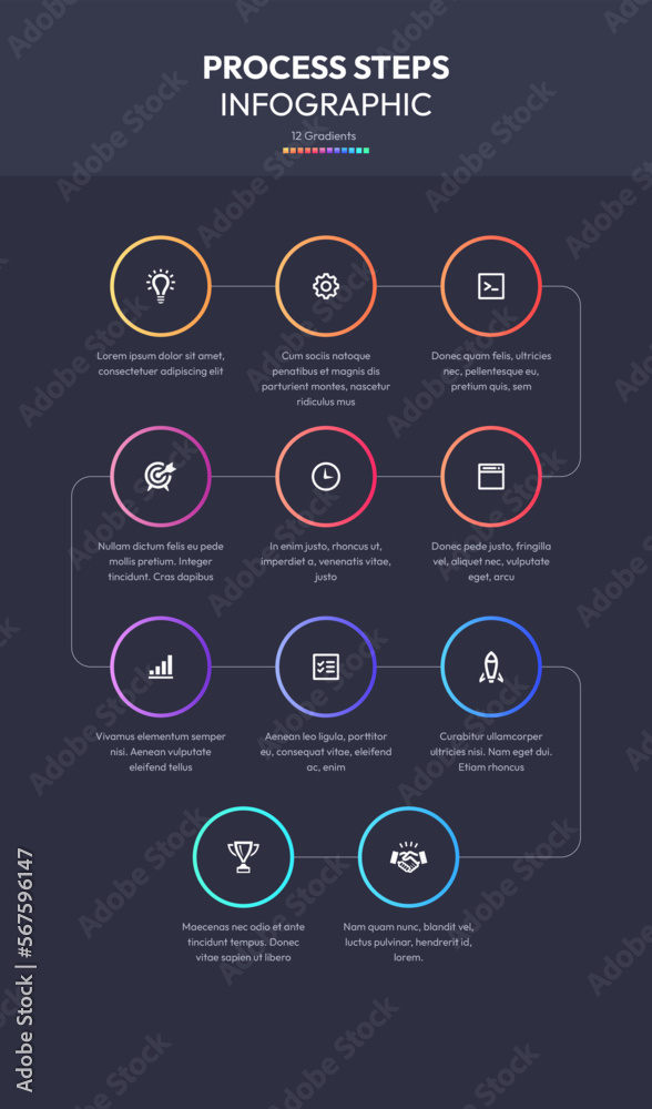 Process Workflow, Timeline, 11 Steps Modern Design Template for ...