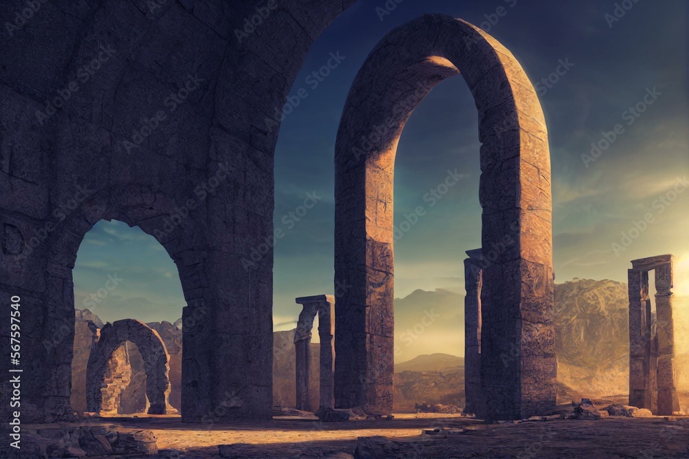 Ancient arch and pillars. portal to another world, magical, ancient ...