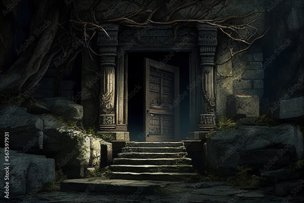 basement door archaeological site temple country At the foot of the ...