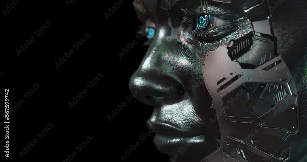 Artificial intelligence technology, robot girl awakening, cyberpunk ...