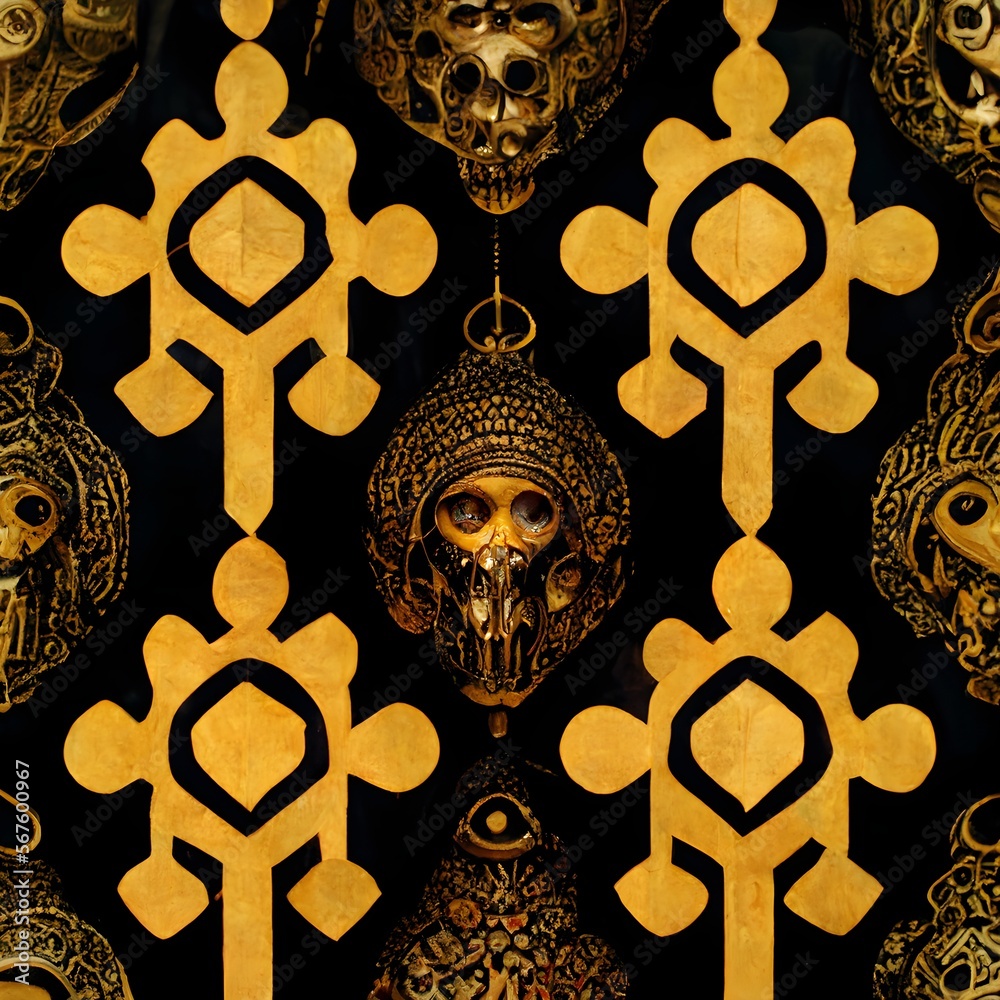 seamless patterns of divine symbols mixed with ornaments gold carved ...
