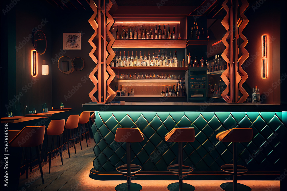 Contemporary Bar wallpaper. generative ai Stock Illustration | Adobe Stock