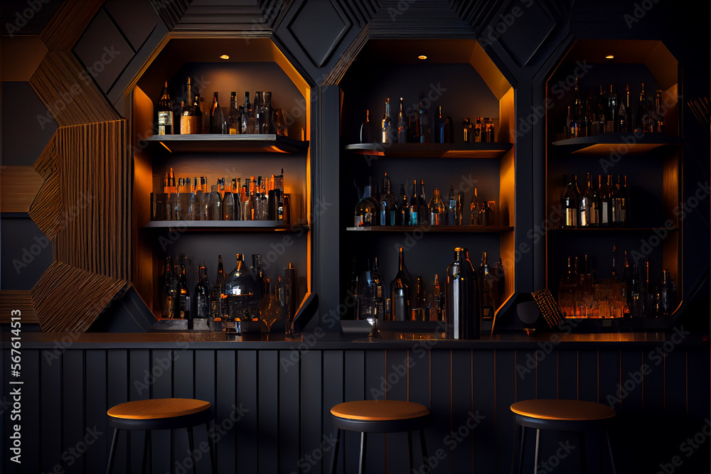 Contemporary Bar wallpaper. generative ai Stock Illustration | Adobe Stock