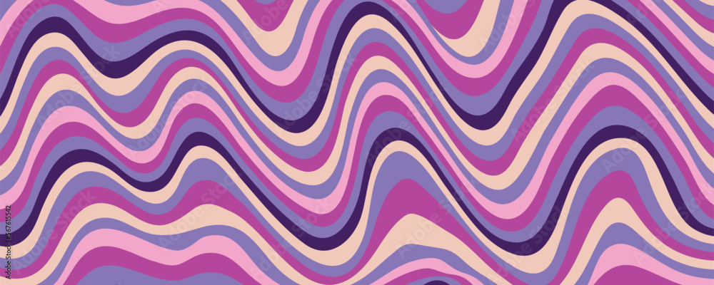 Groovy psychedelic wave background for banner design. Retro 60s 70s ...