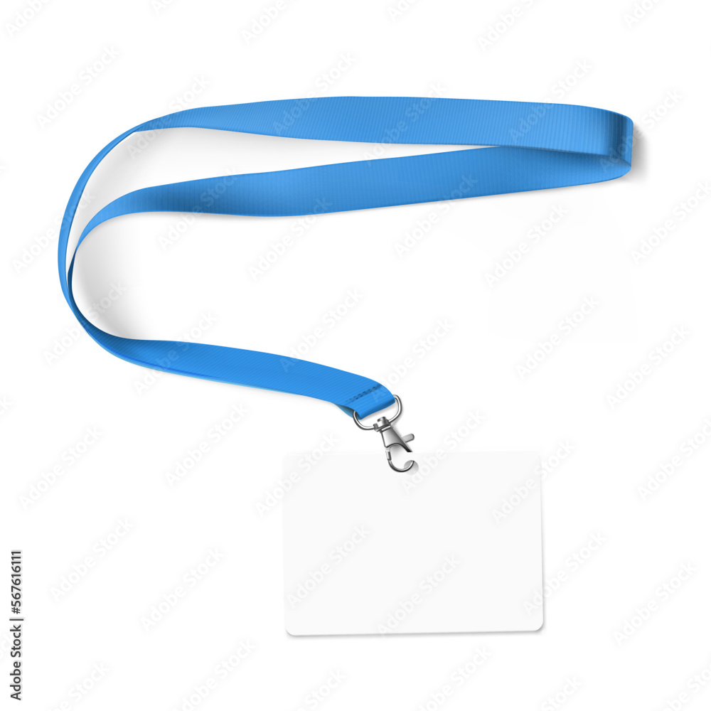Lanyard with badge mockup. Vector illustration. Ready realistic lanyard ...