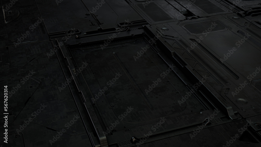 Black, Tech Wallpaper with Futuristic 3D Panels. Dark, Sci-Fi style. 3D ...