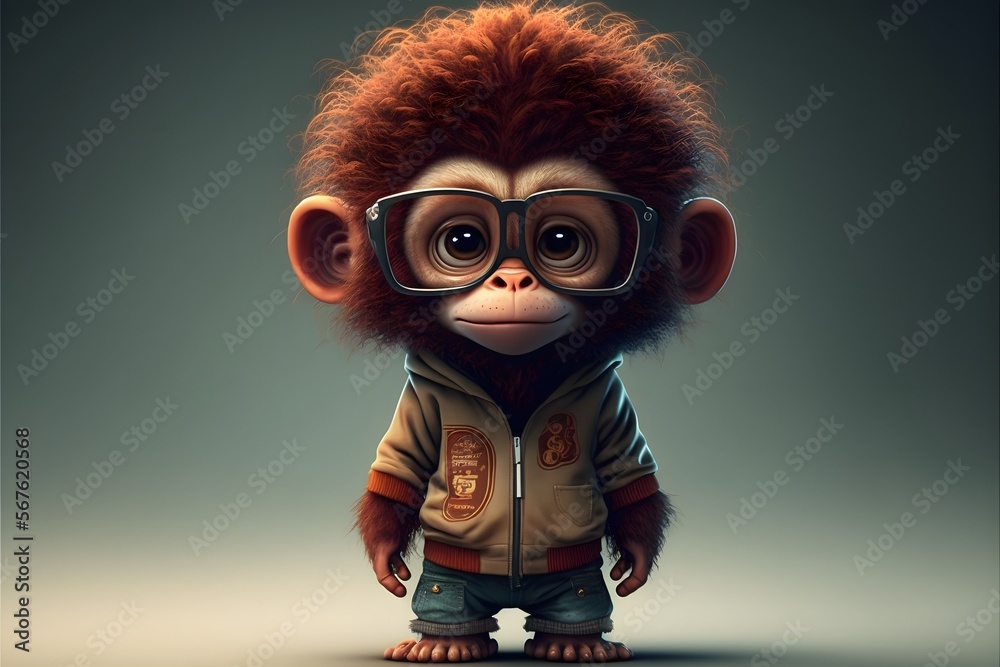 cute monkey character created using AI Generative Technology Stock ...