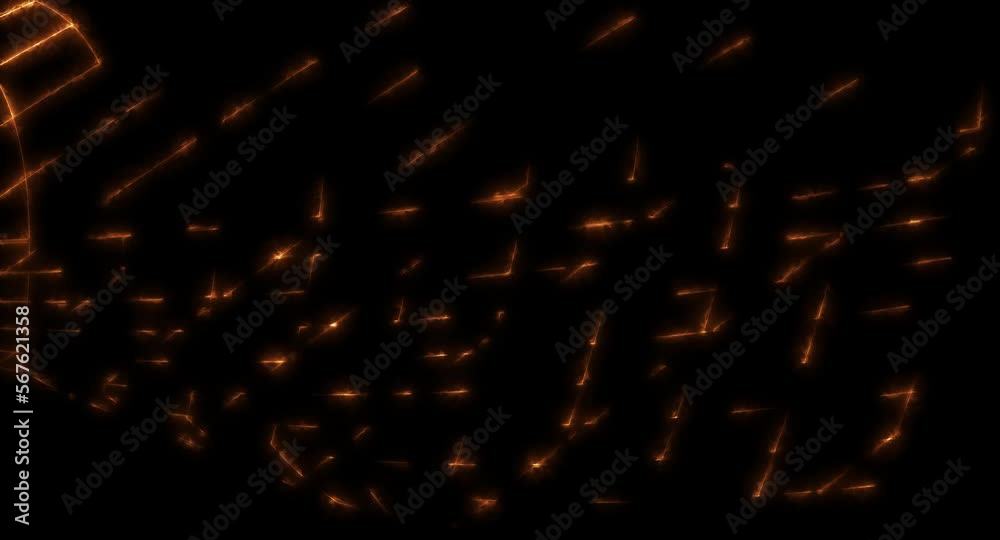fire and smoke. Lines abstract. Looped animation. Wave pattern. Dotted ...