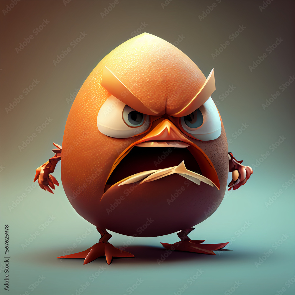 Angry egg character, generative ai art, gradient background Stock ...