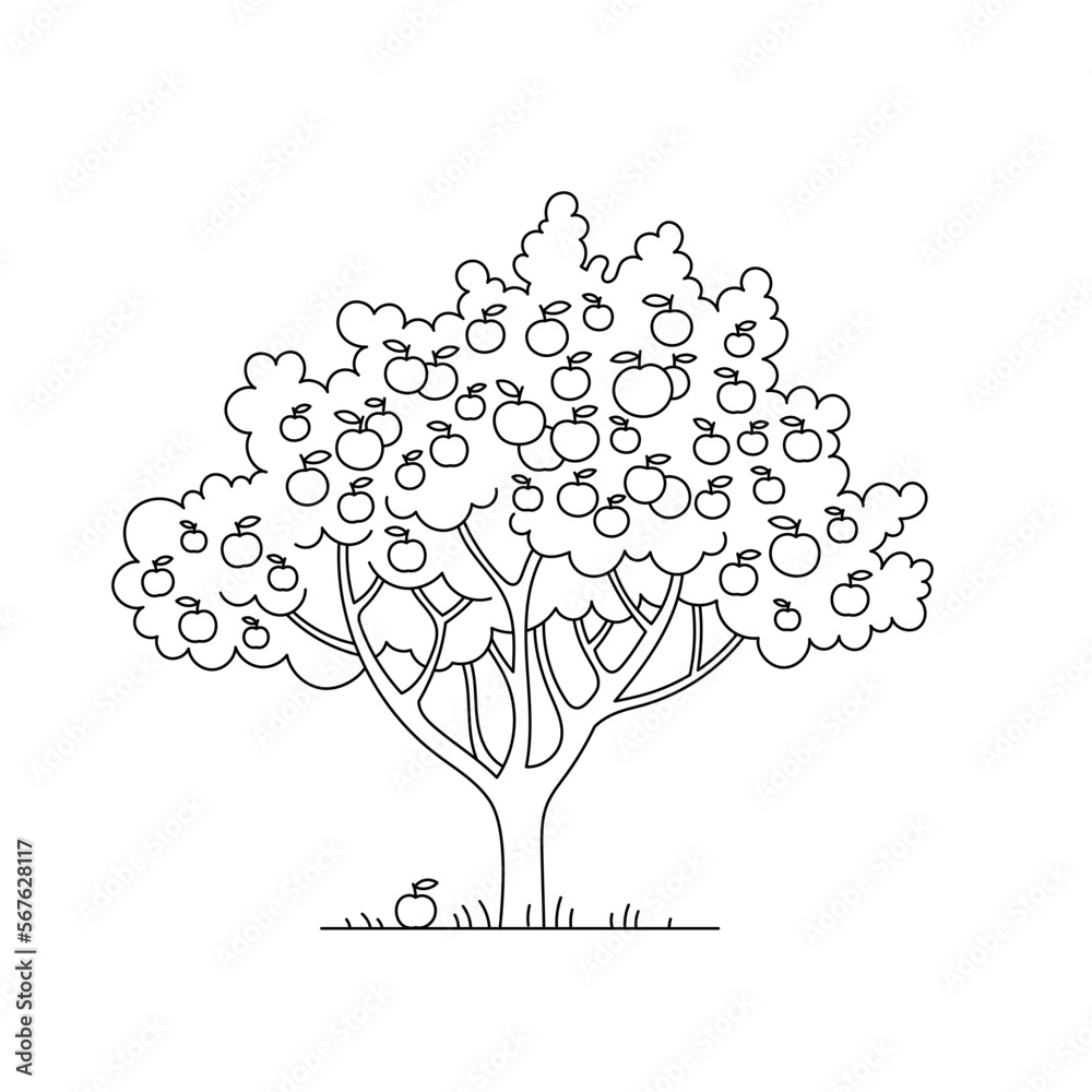 Apple Tree Outline Drawing