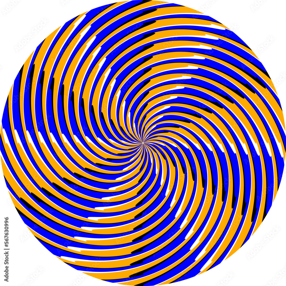 Optical illusion patterned circle of moving complex spiral. Round ...