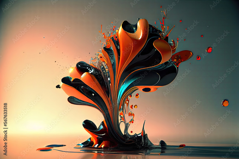 ai generated 3d render of a colorful multidimensional nuclear paint ...