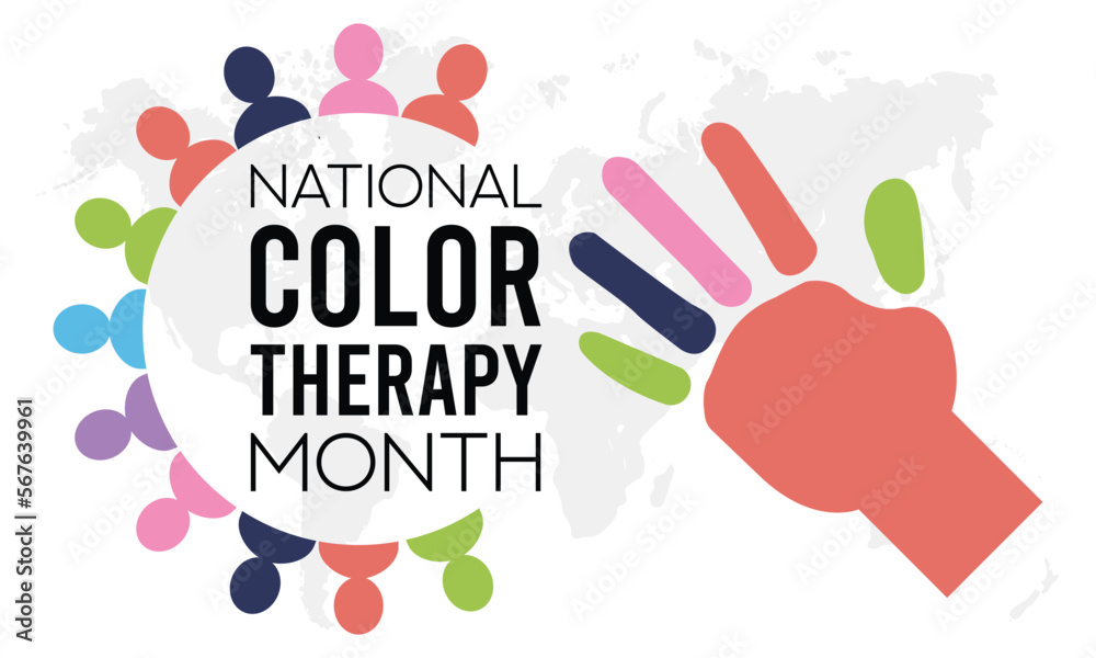 Vector illustration of National Color Therapy Month observed in March ...