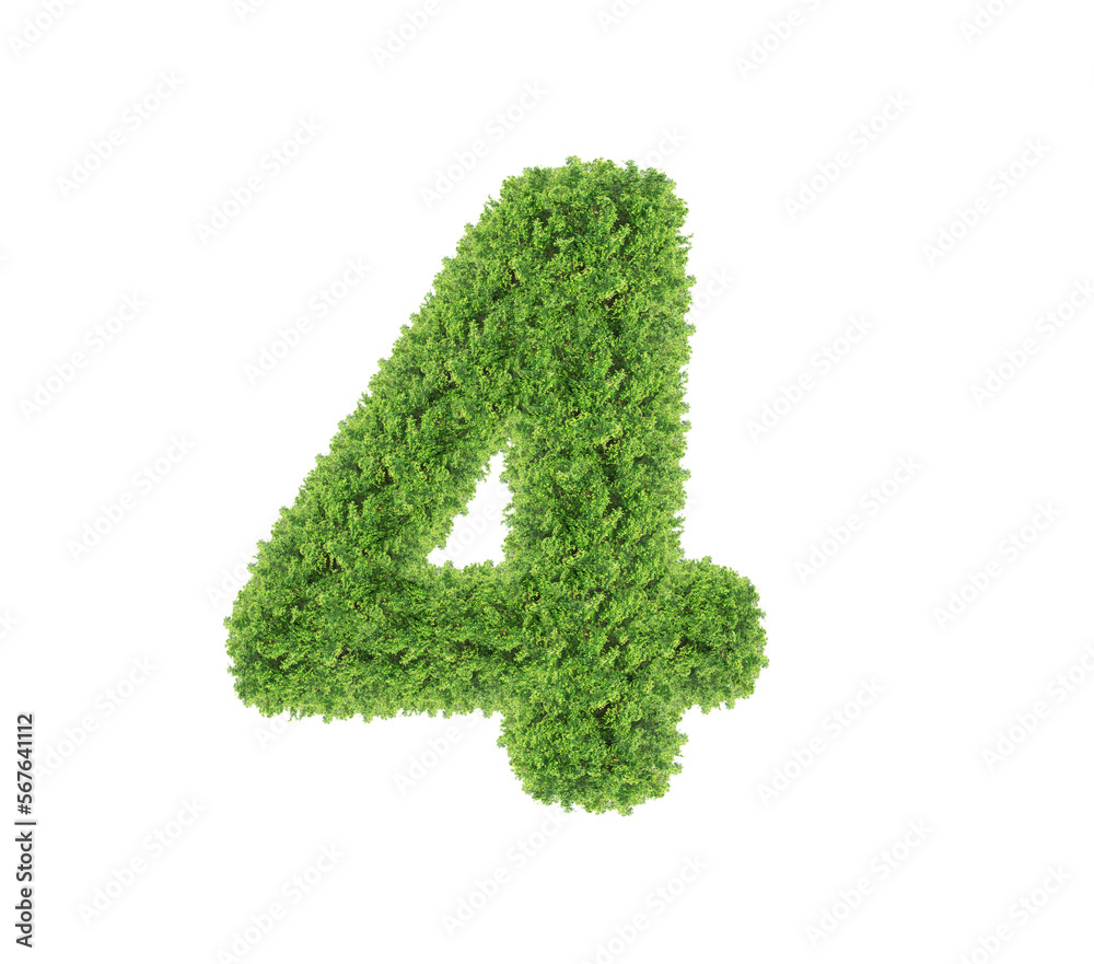 Foto de Grass number four isolated on white background. Symbol 4 with ...