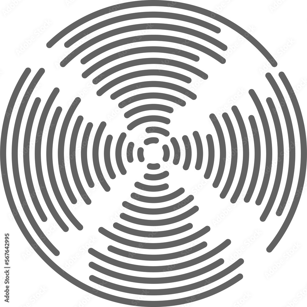 Circle concentric lines. Rippled rings and round sound waves pattern ...