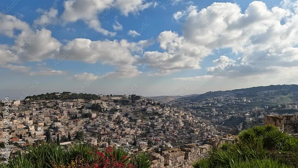 Crowded houses in the eastern neighborhoods of Jerusalem, a view from ...