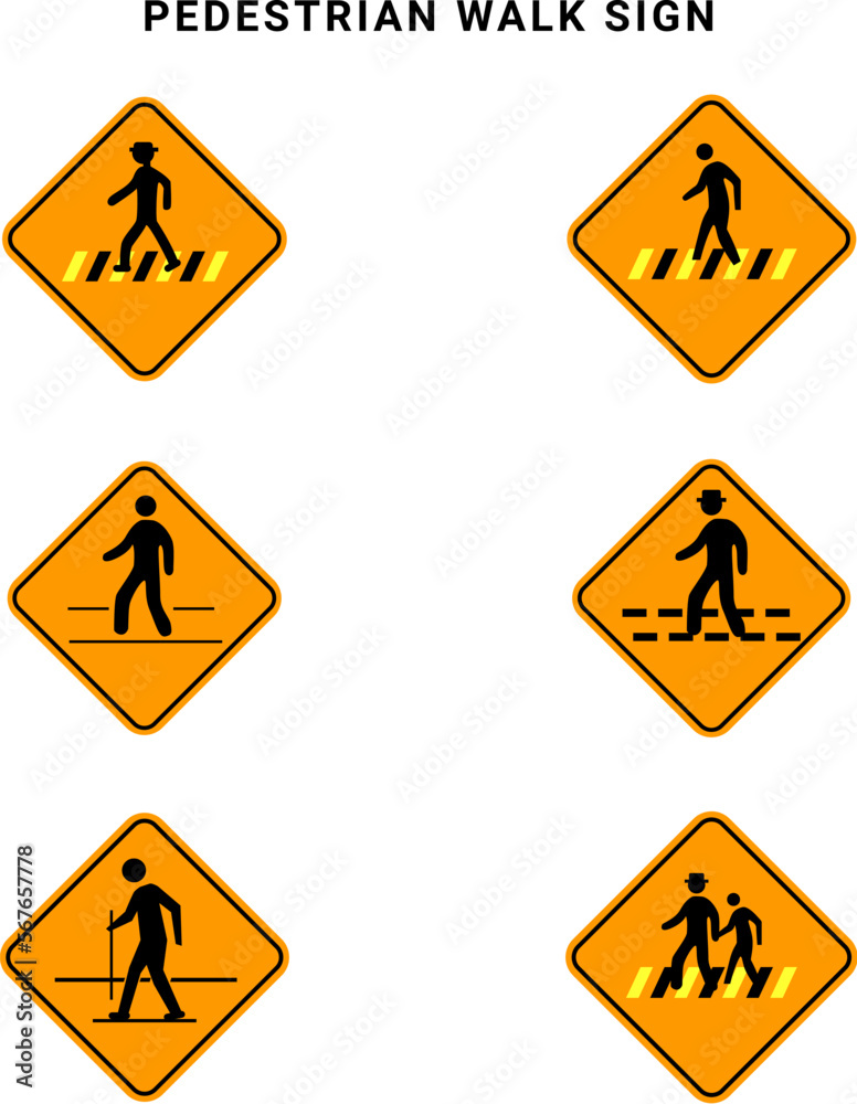 set of warning signs, Set of pedestrian walk sign Stock Vector | Adobe ...