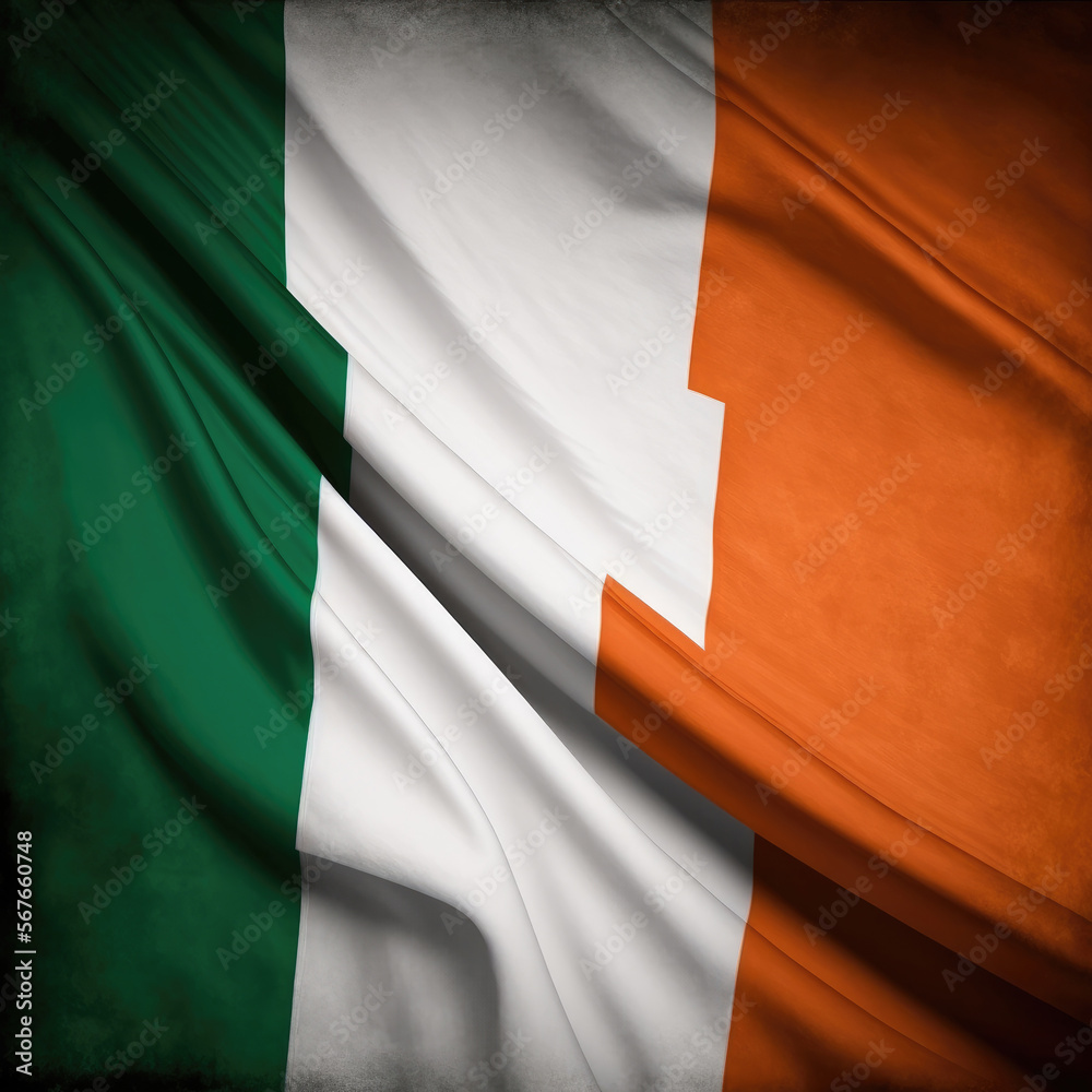 Irish flag on the black background. Irish symbol. Generative AI Stock ...