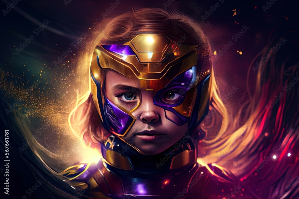 fictional character, ai generated 3d render of a child super villain ...