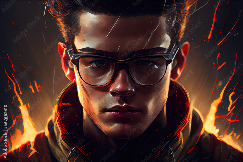 fictional character, ai generated 3d render of a teenage super hero ...