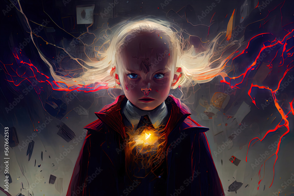 fictional character, ai generated 3d render of a child super villian ...