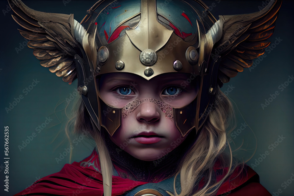 fictional character, ai generated 3d illustration of a child super hero ...